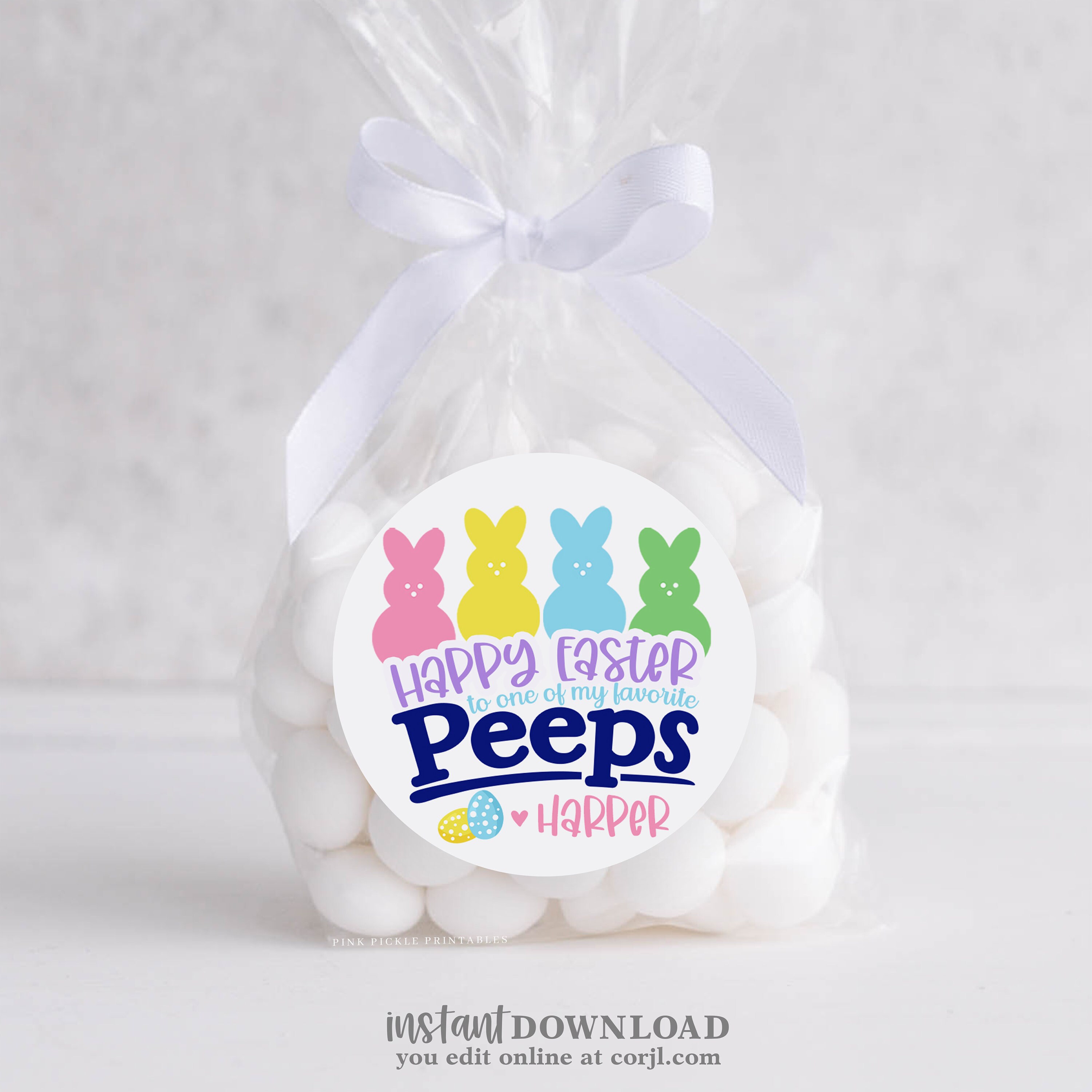 Editable Easter Tags, Easter Peeps Tags, Printable Easter Basket Tag ...