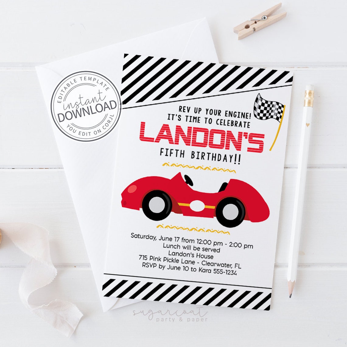 Racecar Invitation Racecar Birthday Invitation Car Birthday - Etsy