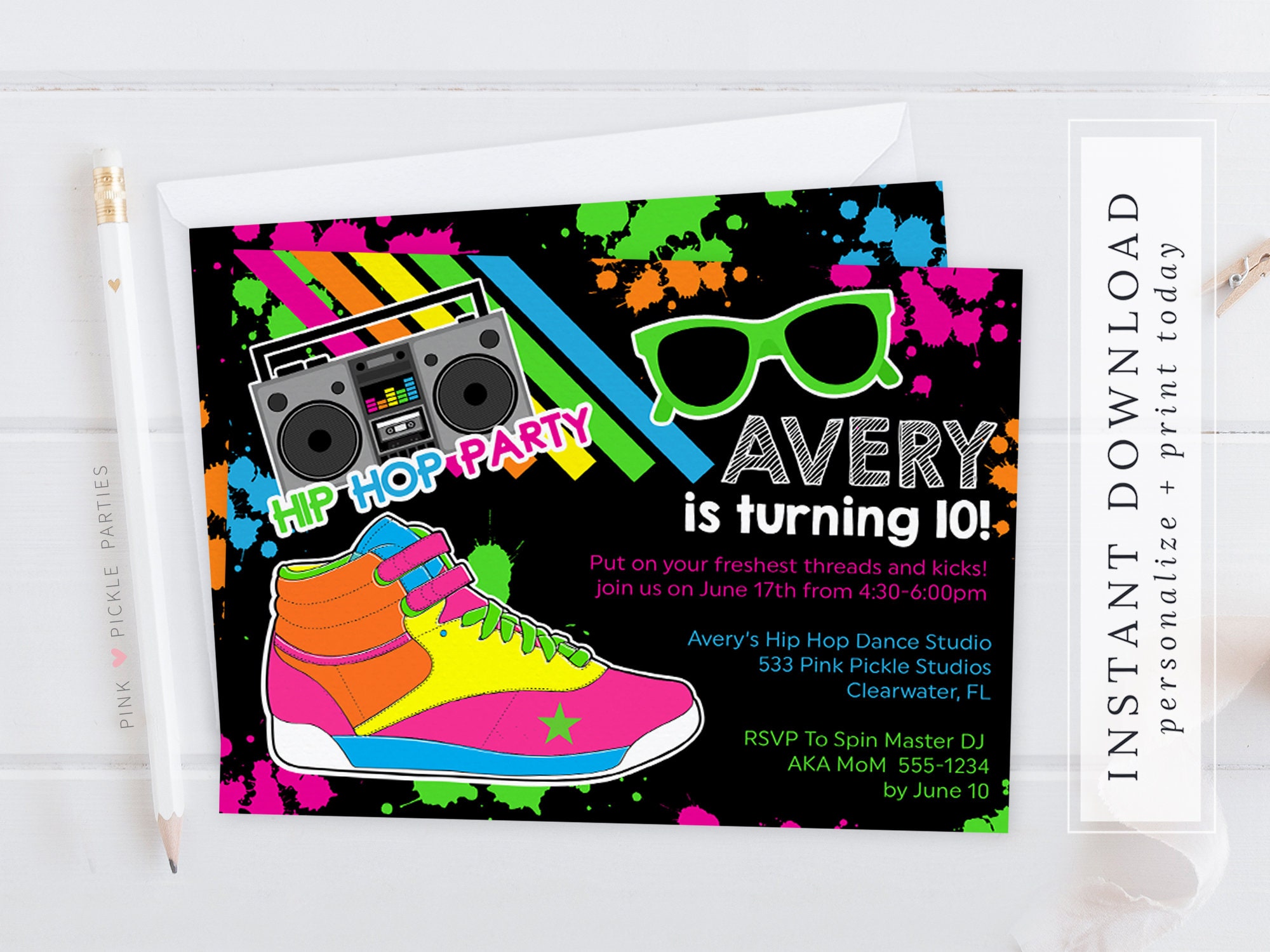 Hip Hop Invitation Hip Hop Party Dance Invitation Dance - Etsy México