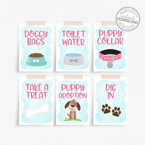 Editable Puppy Party Table Signs Puppy Pawty Party Sign Dog - Etsy