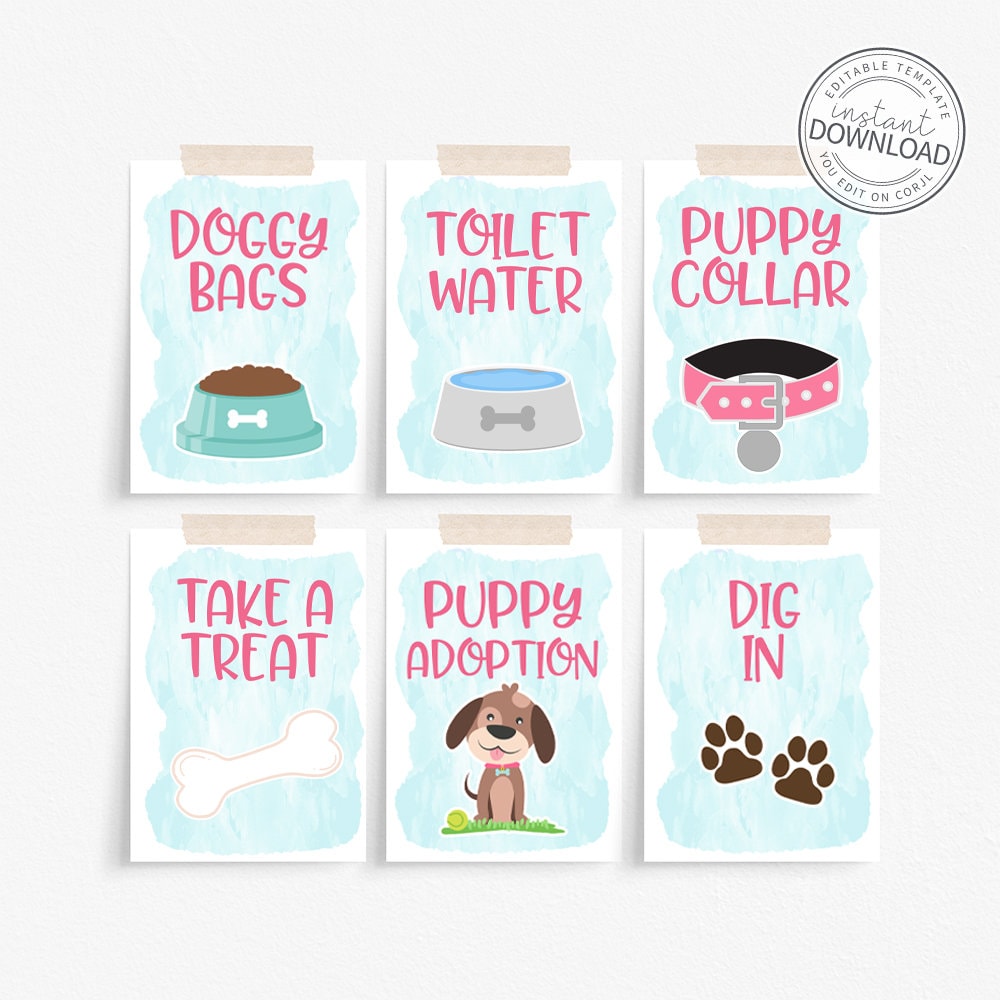 Editable Puppy Party Table Signs Puppy Pawty Party Sign Dog | Etsy