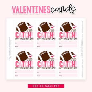 Football Valentine's Day Cards for Kids. You're a Great Catch Classroom ...