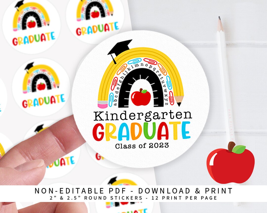 Kindergarten Graduation Sticker Graduation Favor Tags - Etsy