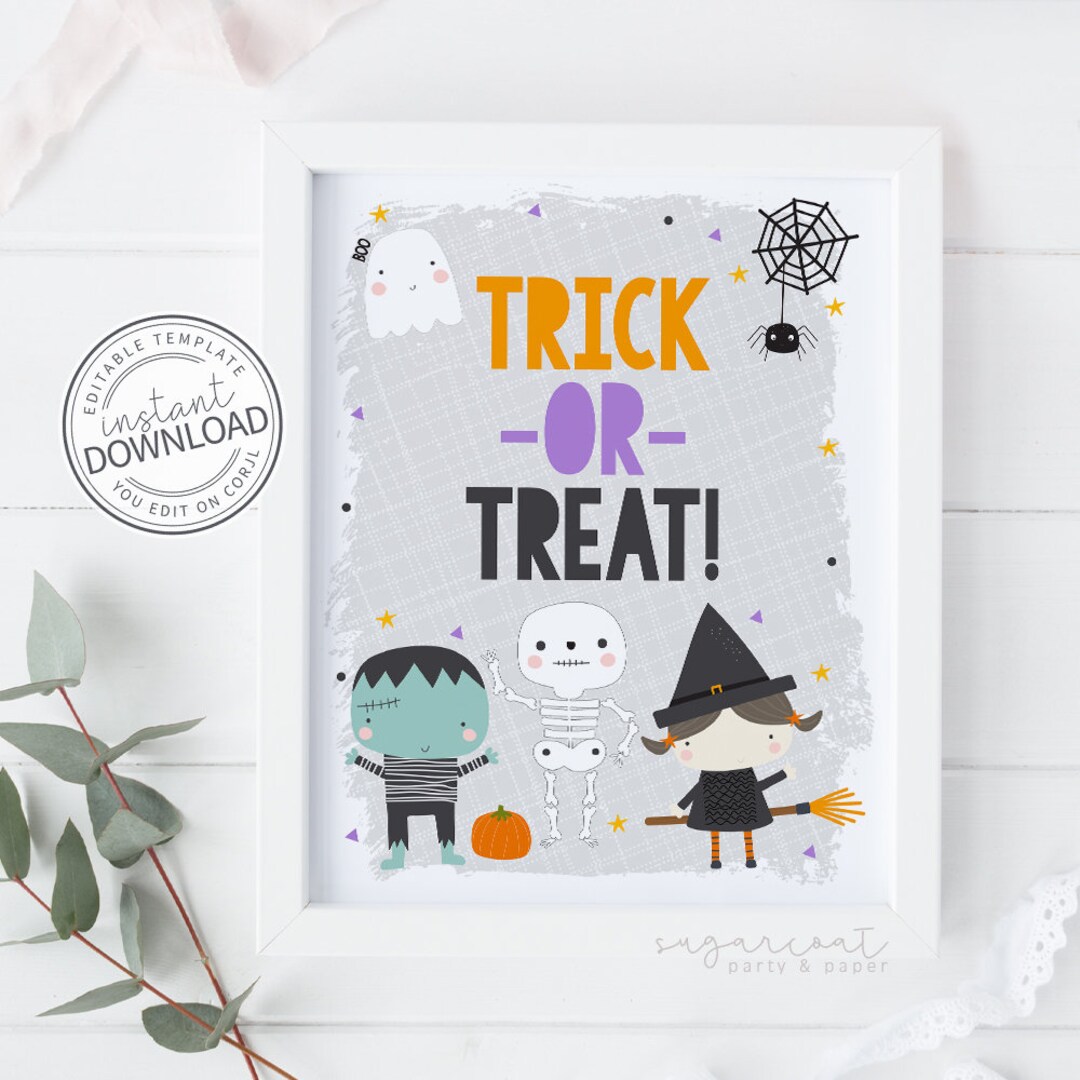 Halloween Welcome Sign, Halloween Sign Printable, Halloween Sign, Trick ...