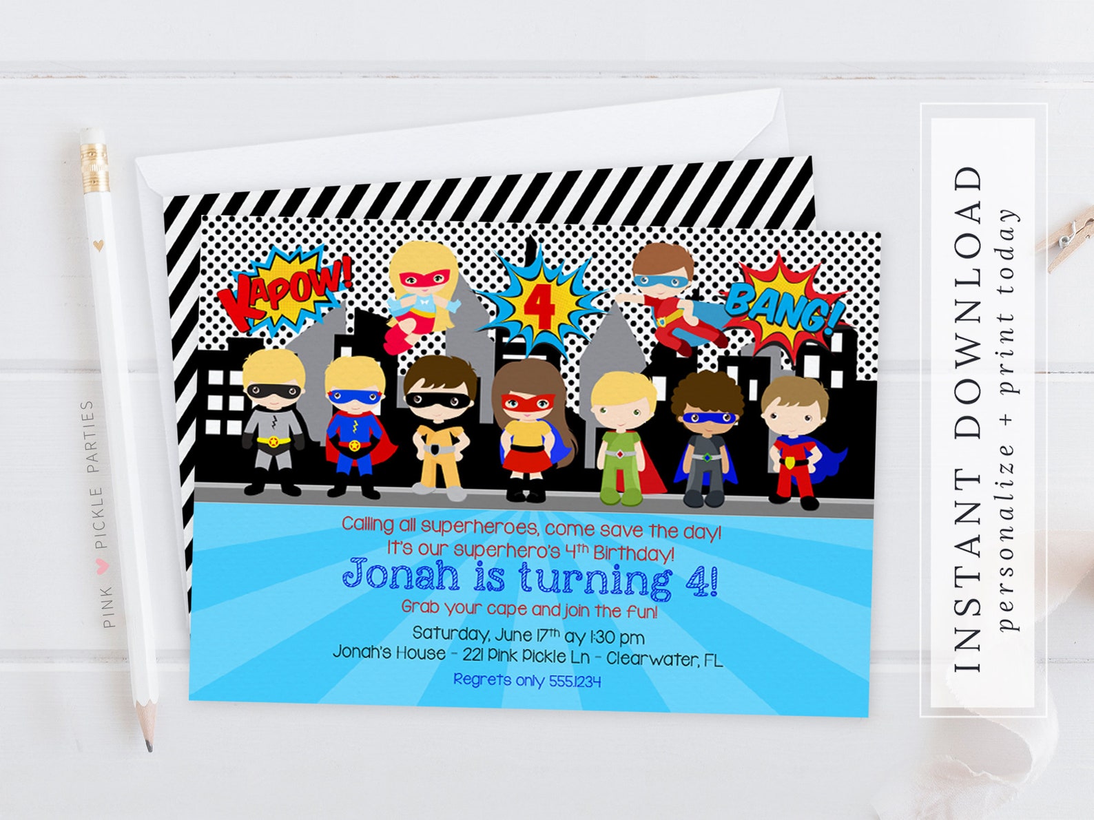 Superhero Invitation Superhero Party Superhero Printable | Etsy