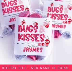 Bugs and Kisses Valentine Stickers, Love Bug Valentines Exchange Cards ...