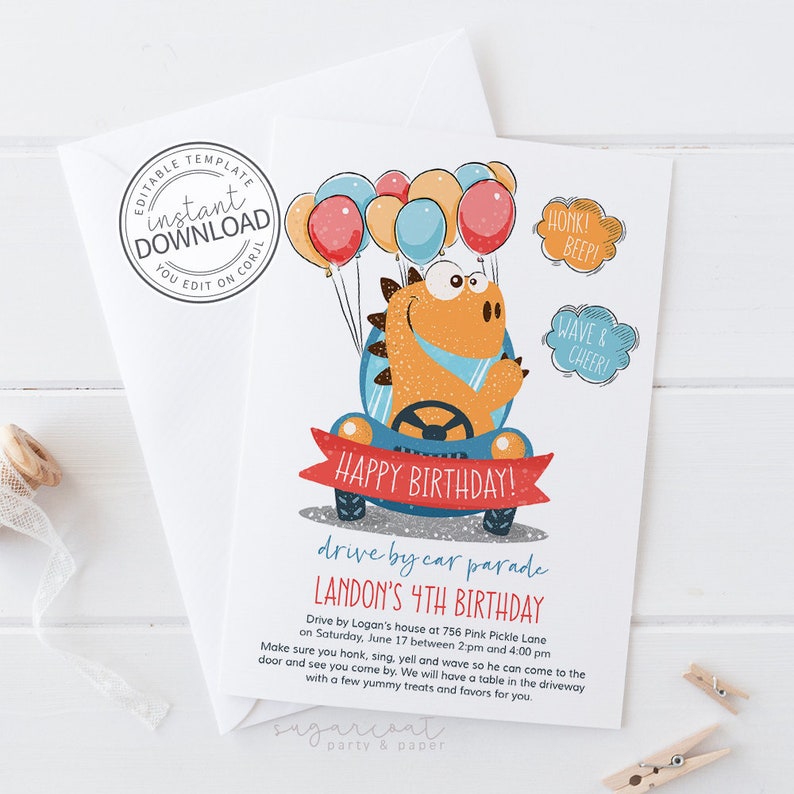Drive by Birthday Parade Invitation Social Distance Virtual - Etsy