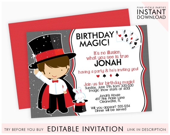 Magic Invitation Magic Birthday Party Magic Party | Etsy