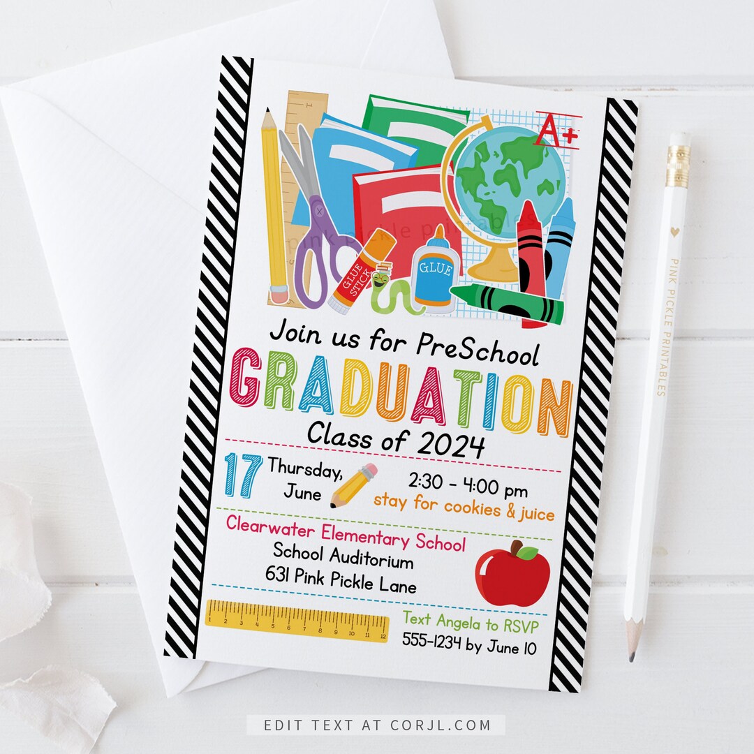 Preschool Graduation Invitation, Preschool Invitation, Preschool Invite ...