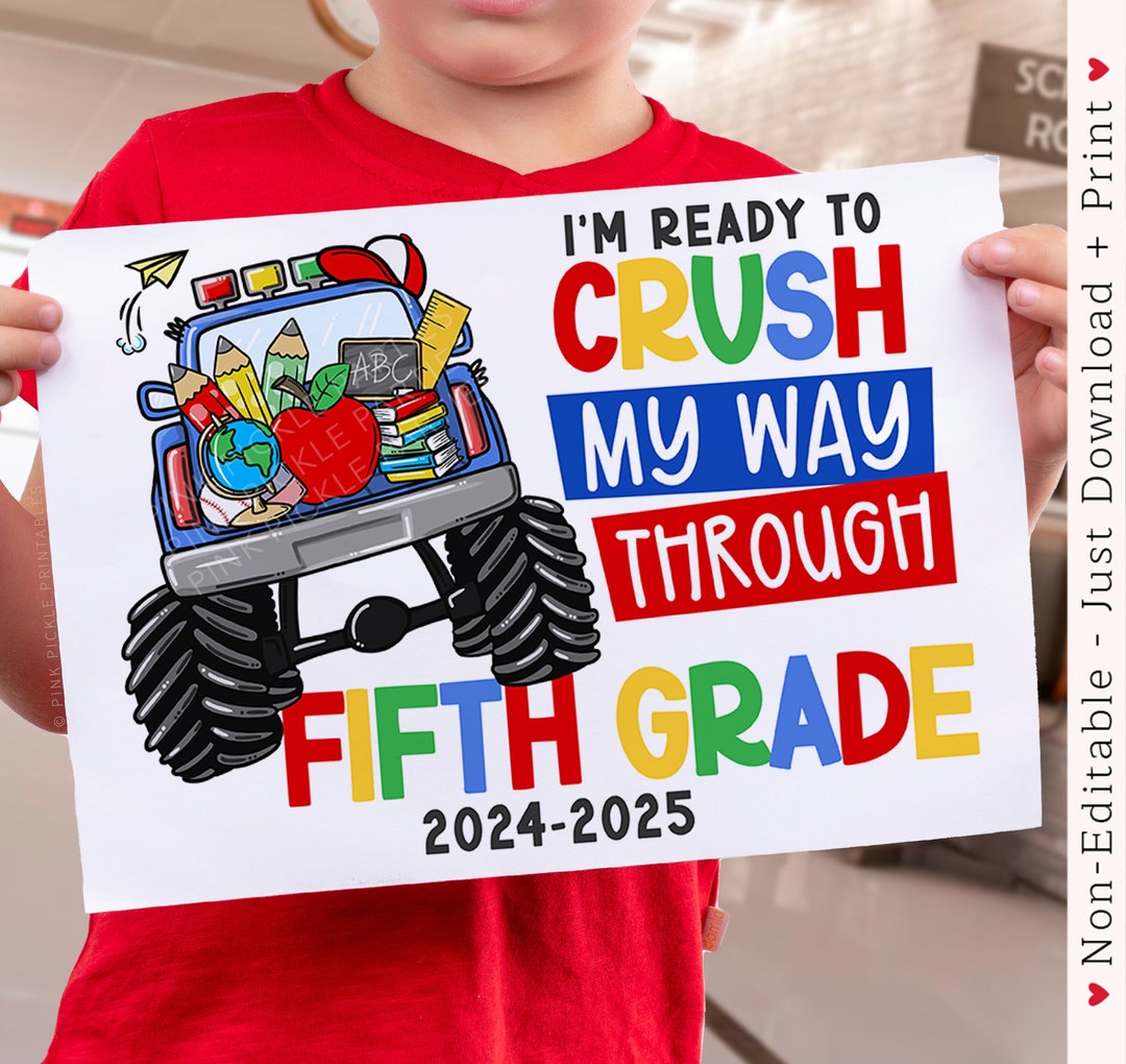 Monster Truck First Day of School Sign Printable, Printable First Day ...