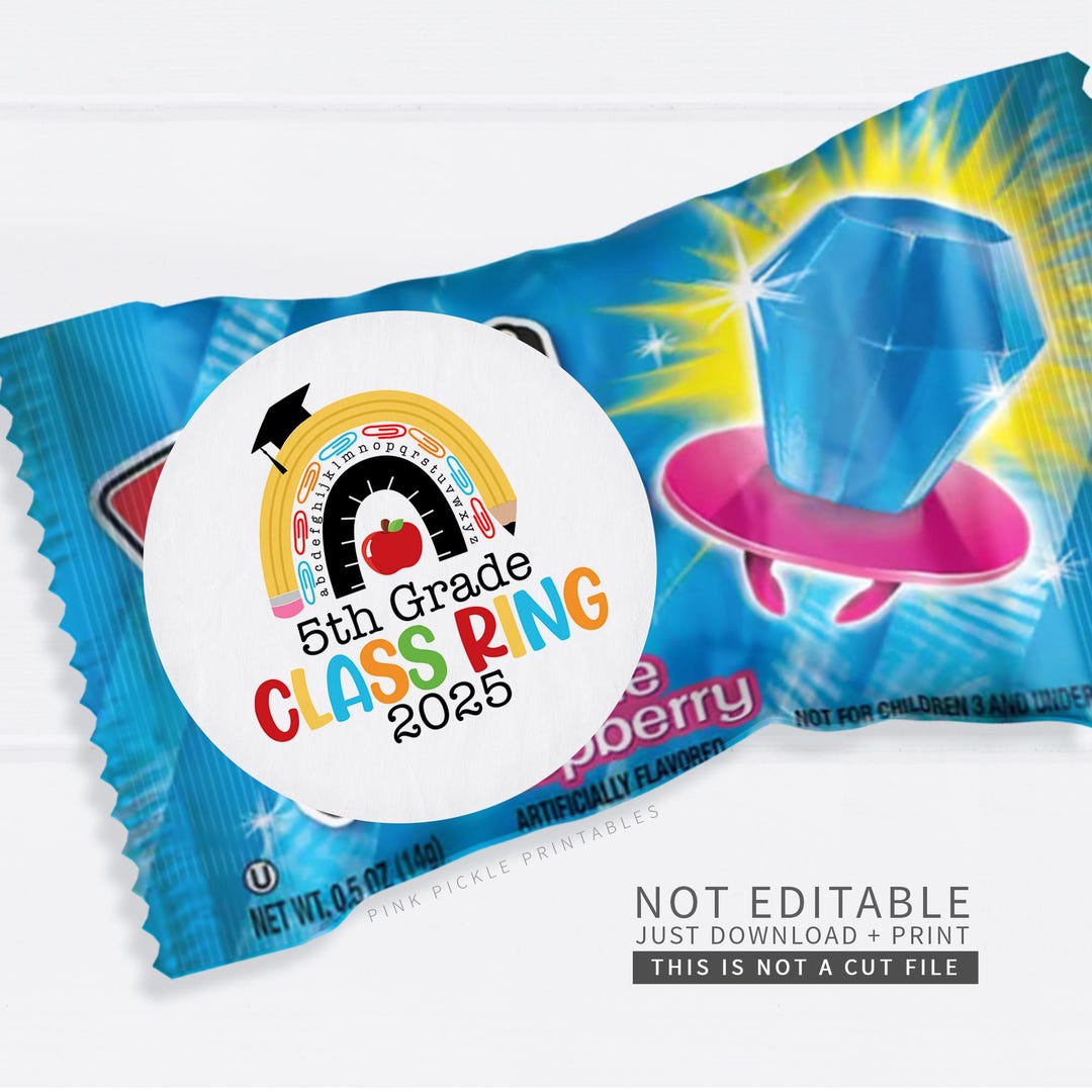 Printable Class Ring Stickers for Ring Pop, Fifth Grade Class Ring ...
