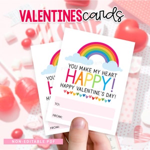 Rainbow Valentine's Day Cards for Kids. Valentine Rainbow Classroom ...