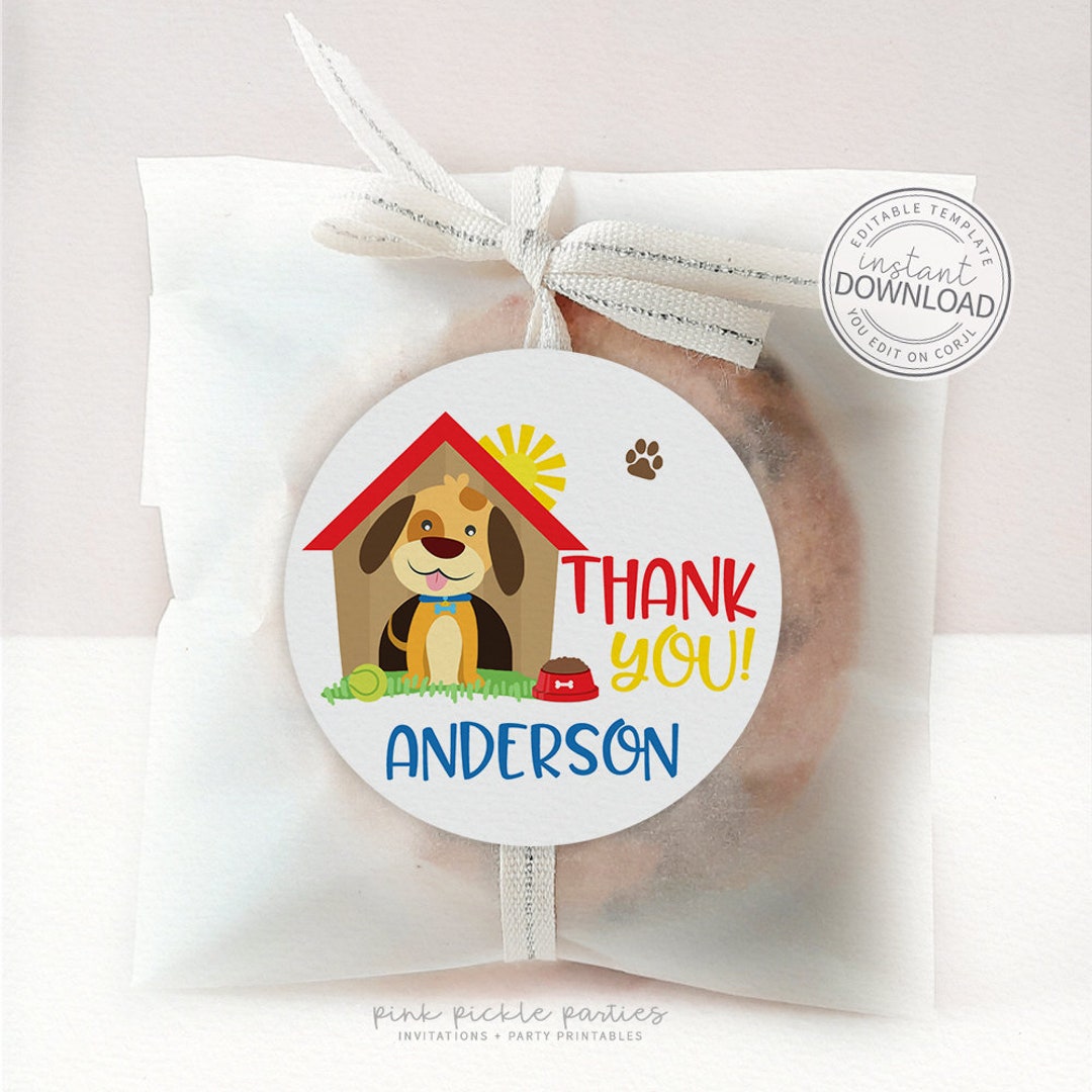 Editable Puppy Party Favor Tags, Puppy Pawty Thank You Tags, Puppy ...
