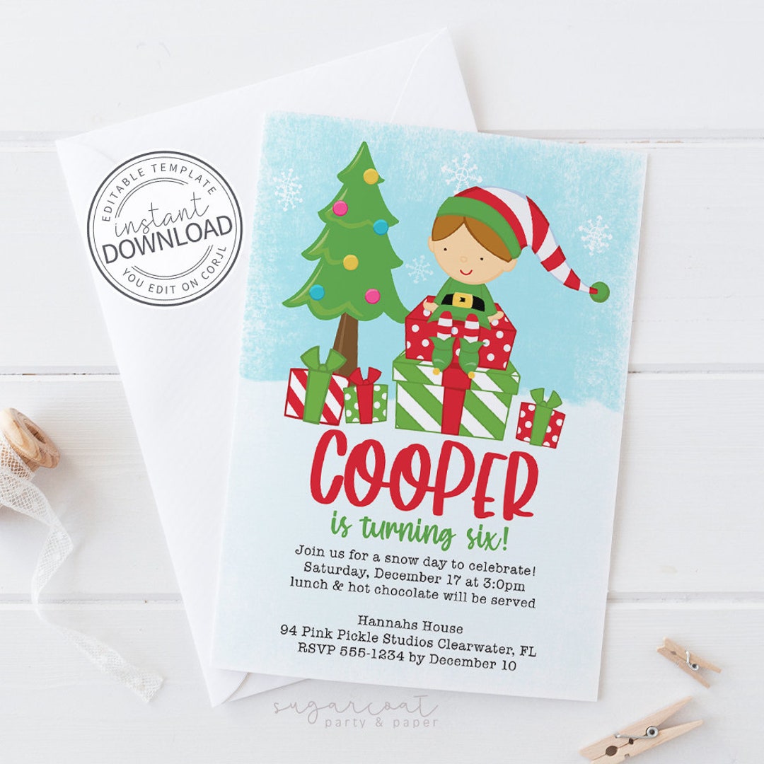 Elf Invitation, Elf Party Invitations, Elf Birthday Invitation, Elf ...
