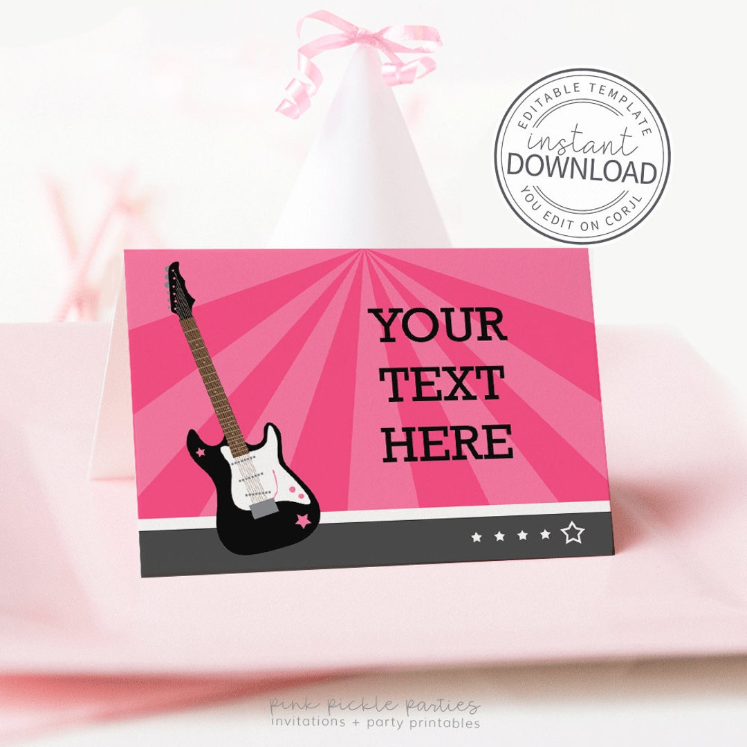 Rockstar Party, Food Tent Cards, Editable Tent Cards, Instant Download ...