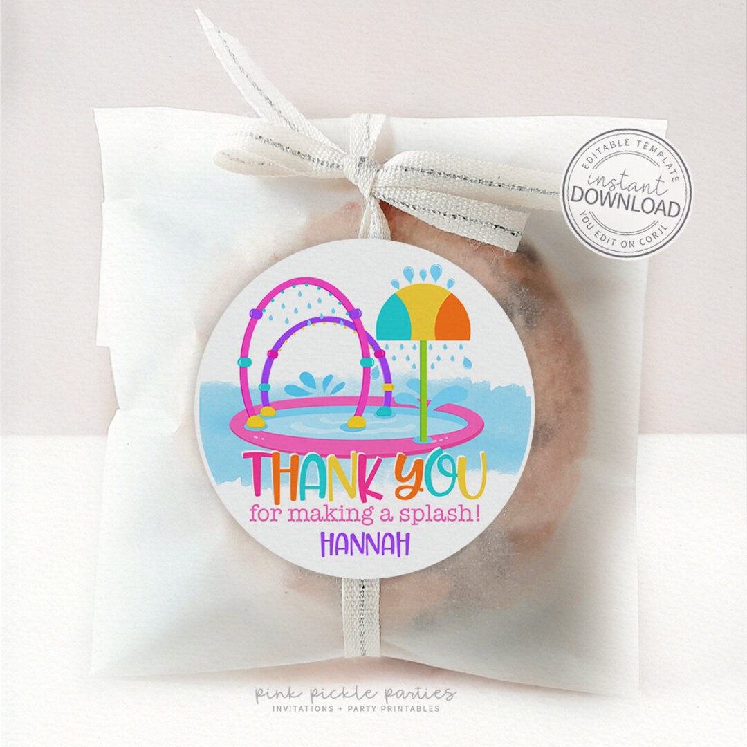 Editable Splash Pad Favor Tag, Splash Pad Thank You Tag, Splish Splash ...