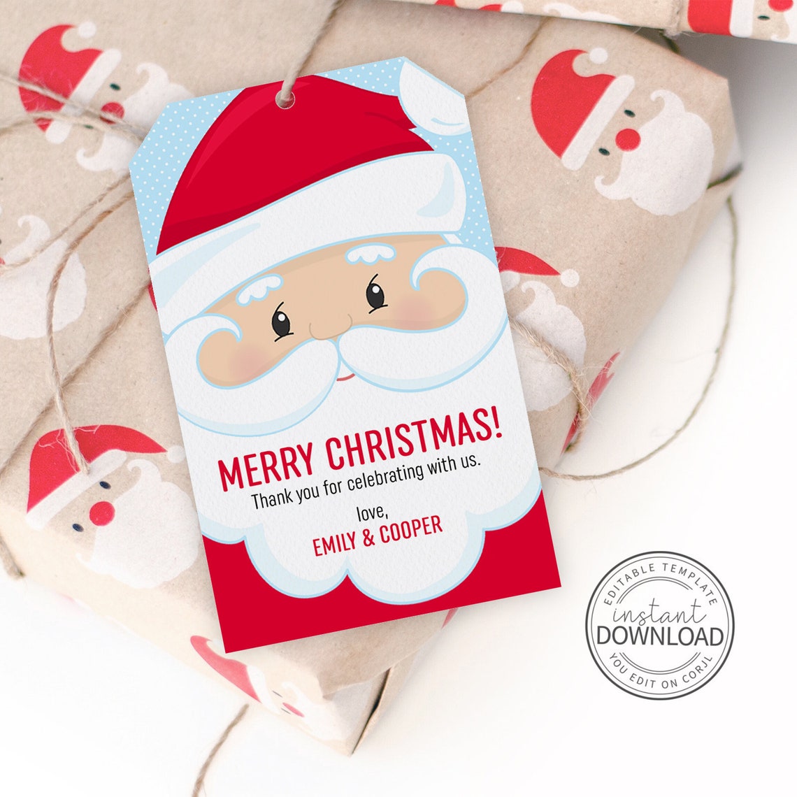 Editable Christmas Gift Tags, Santa Gift Tags, Santa Tags, Printable ...