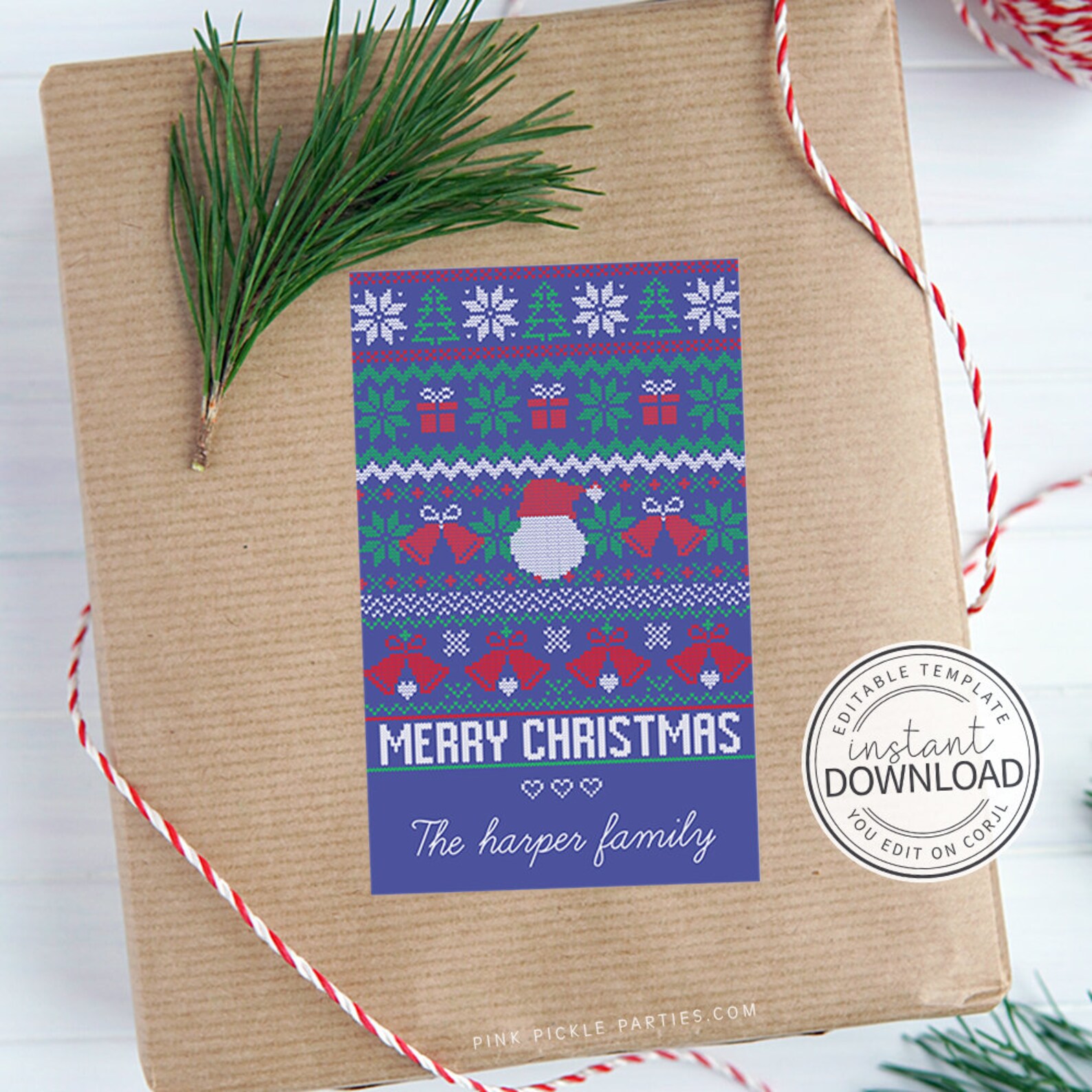 Editable Christmas Gift Tags, Ugly Sweater Tags, Tacky Sweater ...