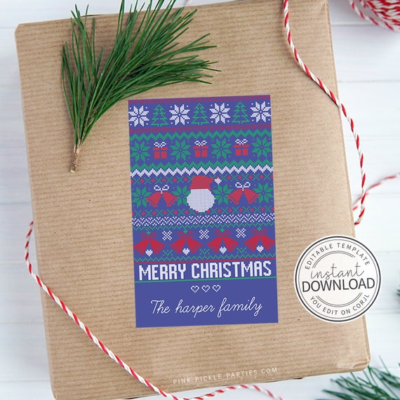 Editable Christmas Gift Tags Ugly Sweater Tags Tacky Sweater | Etsy