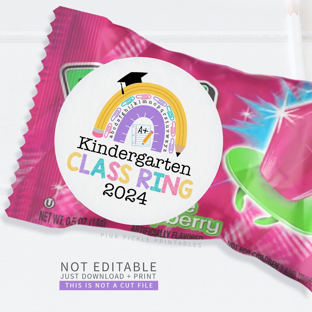 Printable Class Ring Stickers for Ring Pop, Kindergarten Class Ring ...