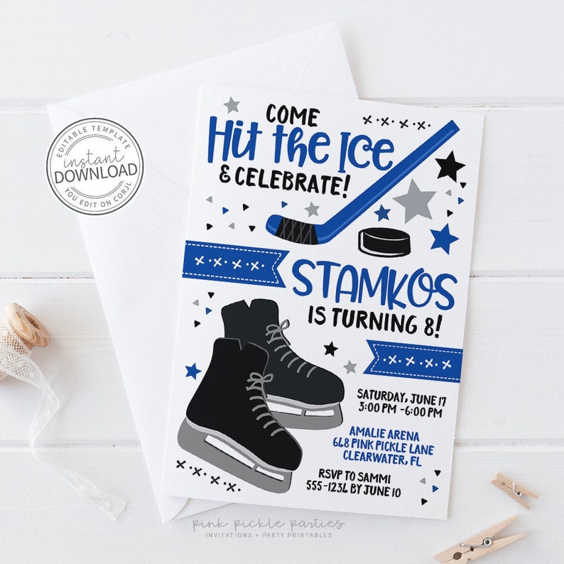 Editable Hockey Invitation Hockey Birthday Party Invitations | Etsy