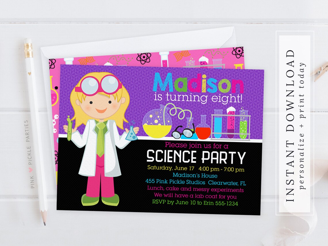 Science Invitation Science Invite Science Birthday Science | Etsy