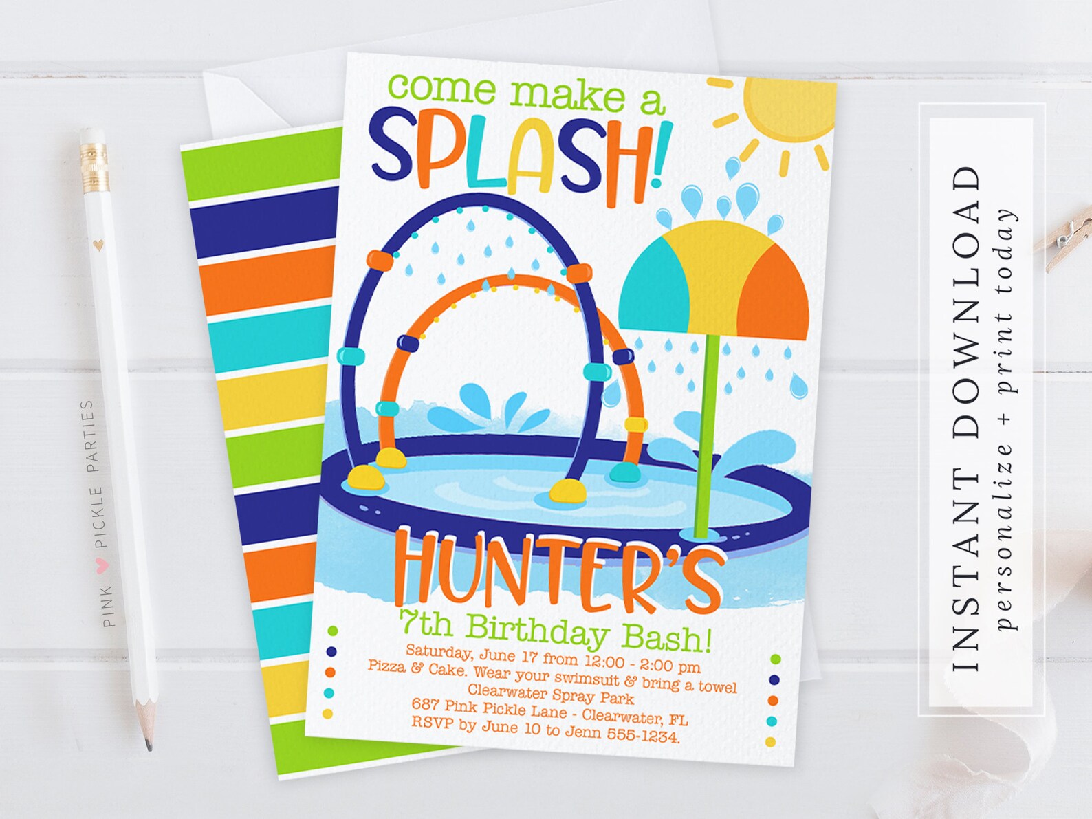 Splash Pad Birthday Invitation, Splash Pad Party, Splash Pad Invitation ...