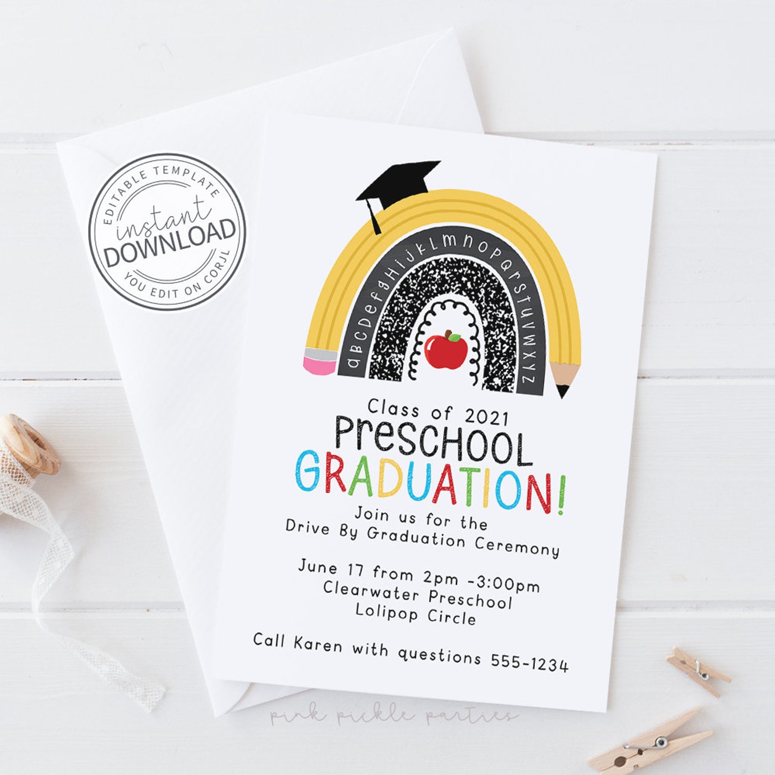 Preschool Graduation Invitation School Rainbow Invitation - Etsy