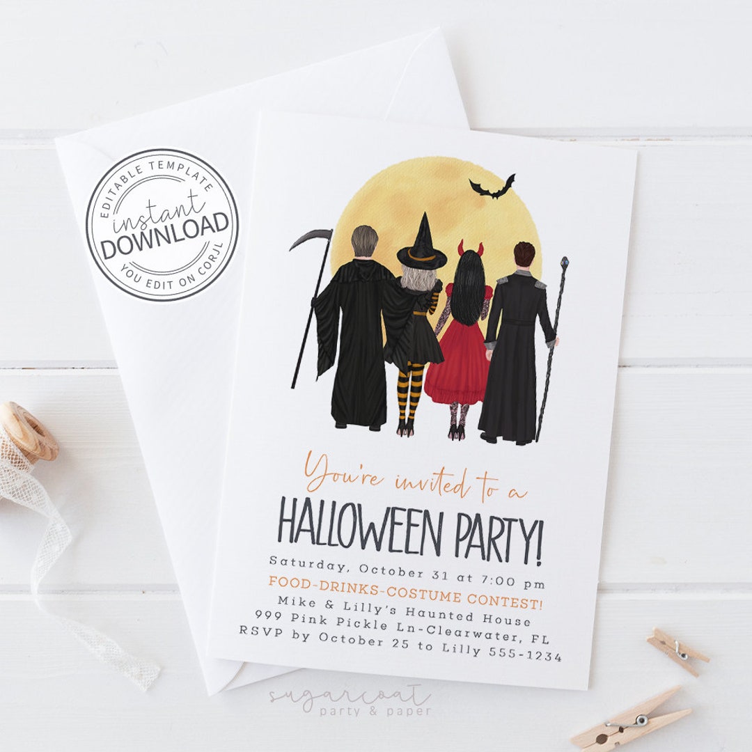 Adult Halloween Costume Party Invitation, Halloween Invitation ...