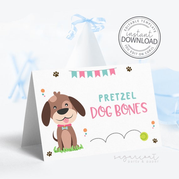 Editable Puppy Party Food Label Printable Place Card | Etsy