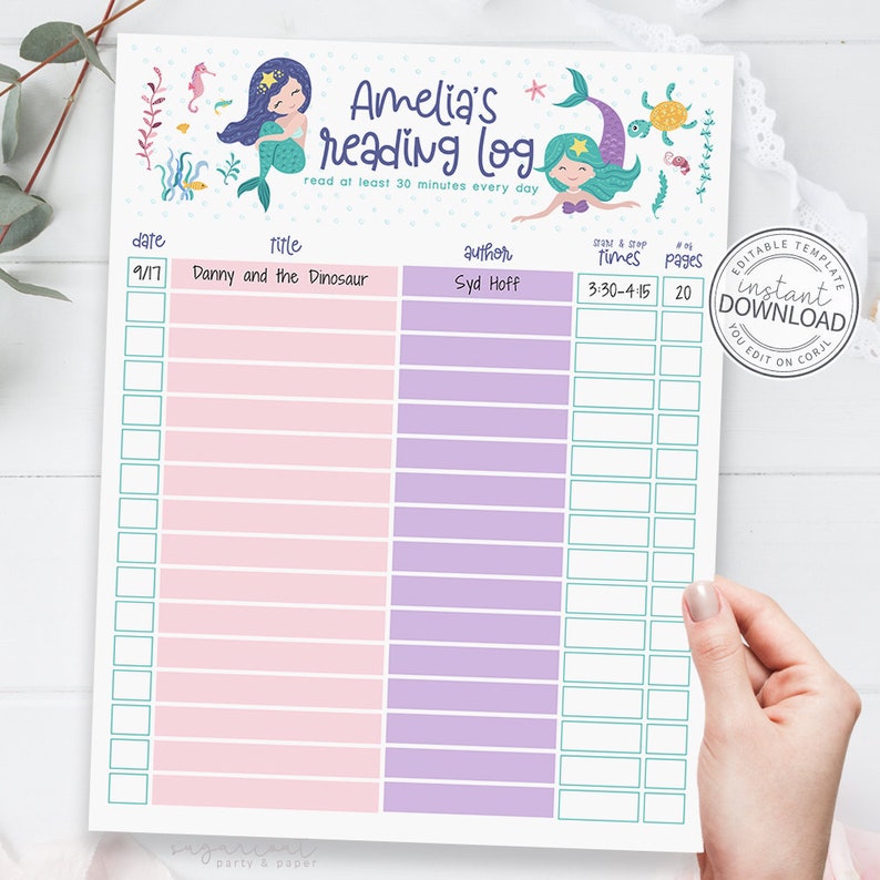 Kids Reading Log Editable Reading Log Book Tracker Reading - Etsy