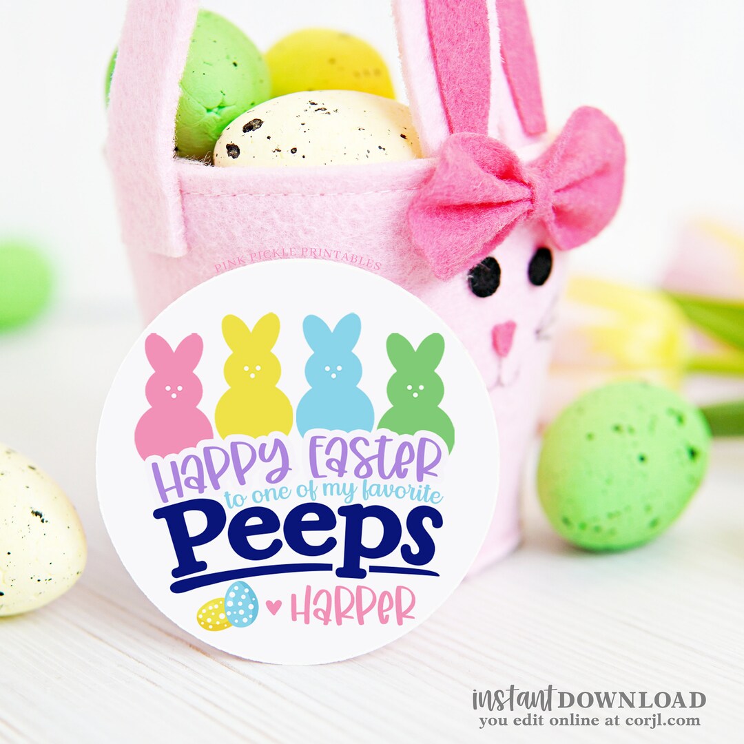 Editable Easter Tags, Easter Peeps Tags, Printable Easter Basket Tag ...