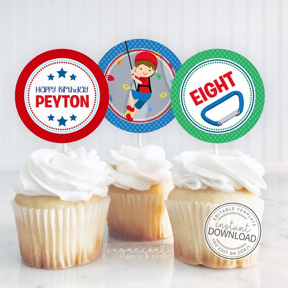 Rock Climbing Cupcake Toppers Printable Rock Climbing | Etsy