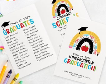 Kindergarten Graduation Program Template, Printable Graduation Program ...