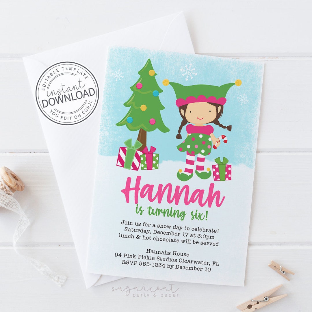 Elf Invitation Elf Party Invitations Elf Birthday - Etsy