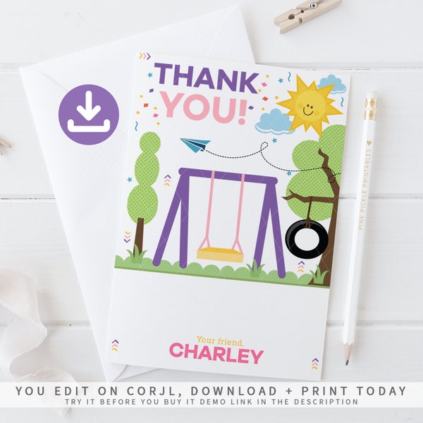 Playground Thank You Card - Etsy
