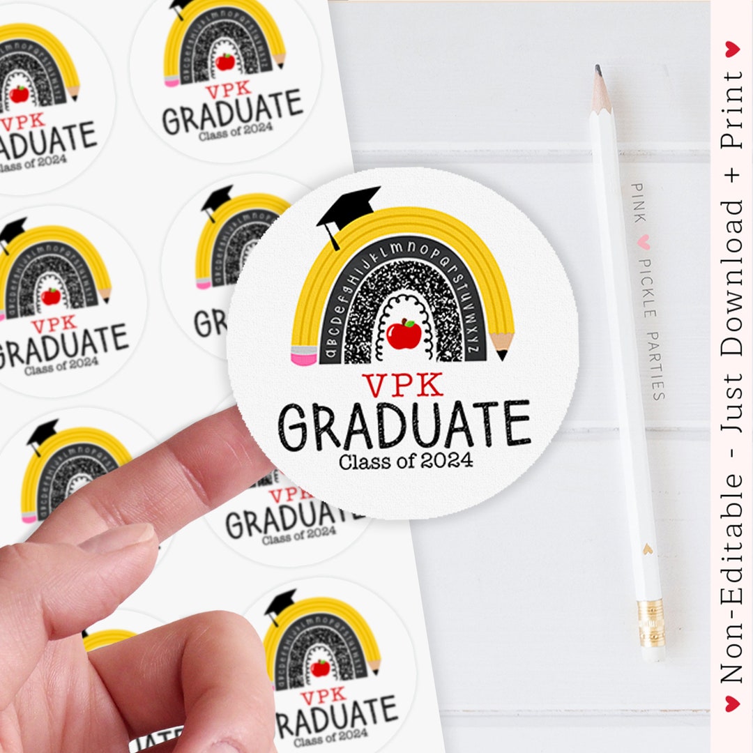 Printable VPK Graduation Sticker, Graduation Favor Tags, VPK Thank You ...