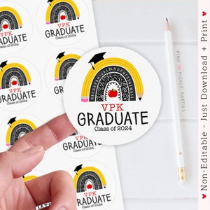 Printable VPK Graduation Sticker, Graduation Favor Tags, VPK Thank You ...