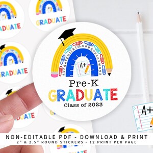 Printable Pre-k Graduation Sticker Graduation Favor Tags - Etsy