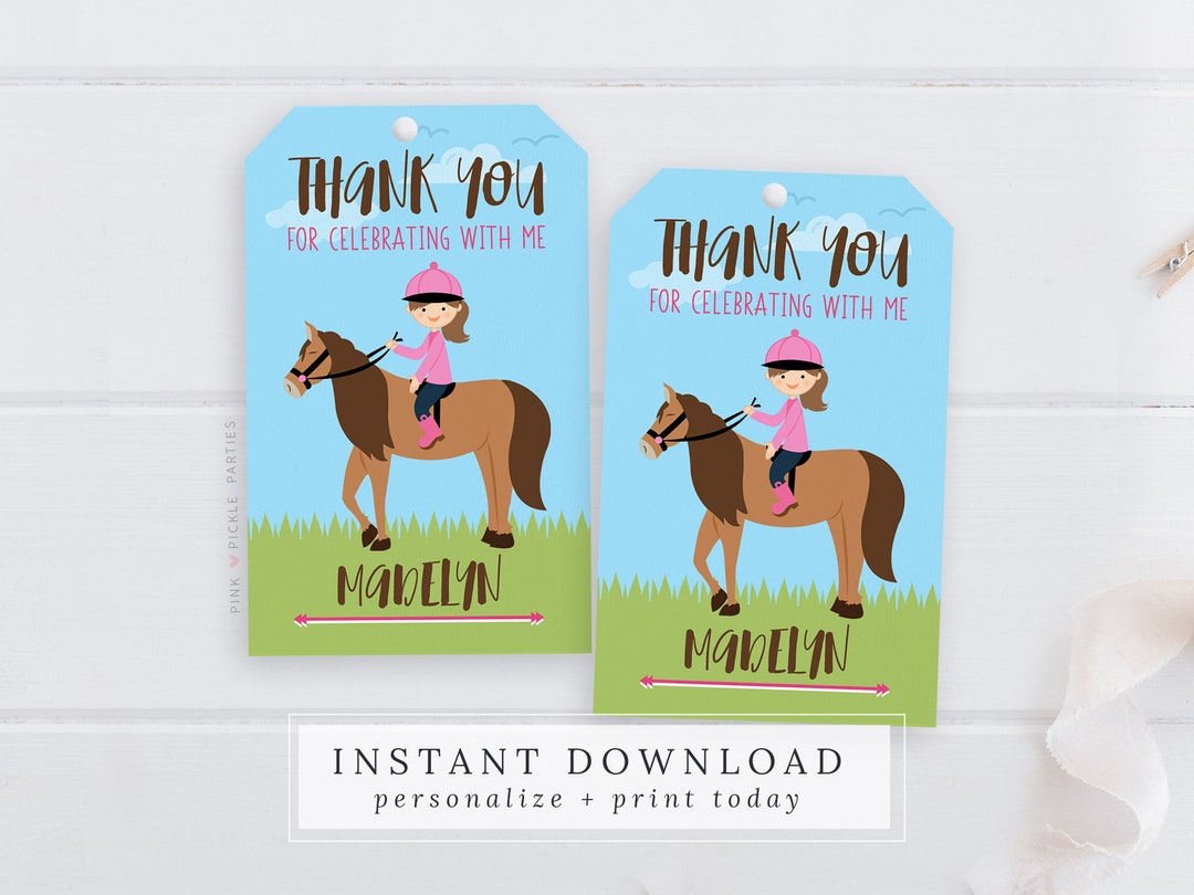 Horse Birthday Party Favor Tags Girl, Pony Favor Tags, Equestrian ...