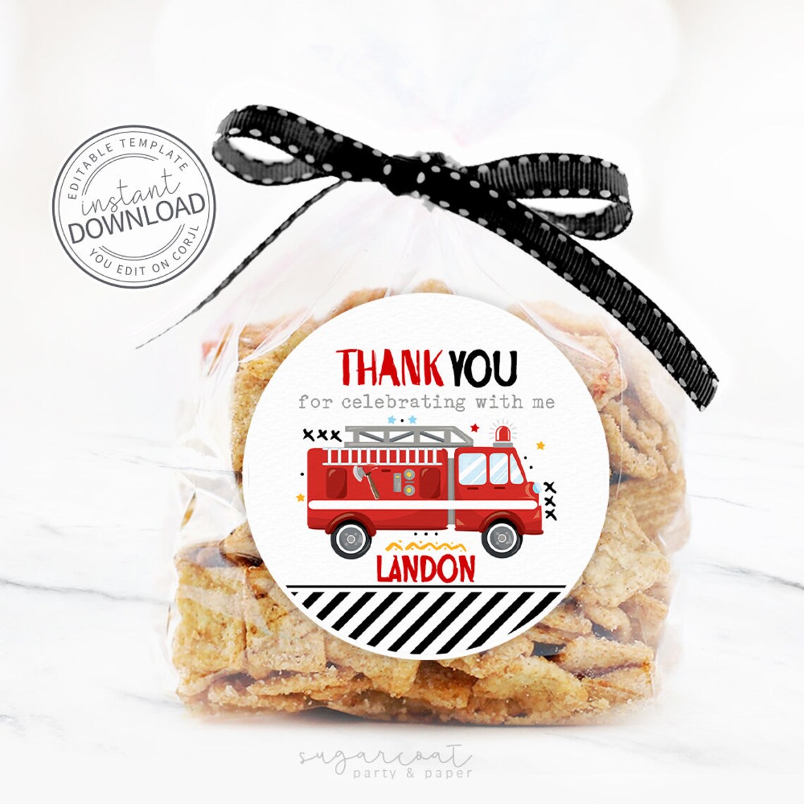 Fire Truck Favor Tag Fireman Party Favor Tag Firefighter | Etsy