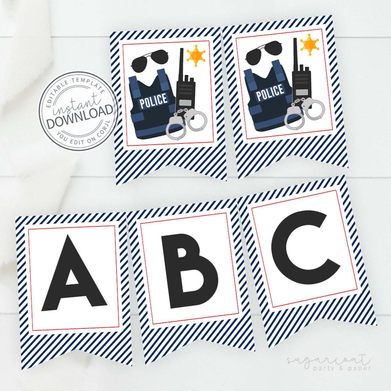 Police Banner, Police Birthday Party Decorations, Happy Birthday Name ...