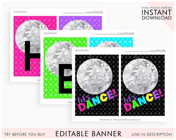 Dance Birthday Party Banner Happy Birthday Banner Dance | Etsy