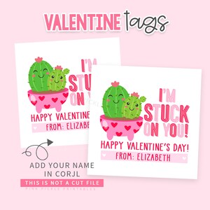 Printable Stuck on You Valentines Day Tag, Cactus Valentine Exchange ...