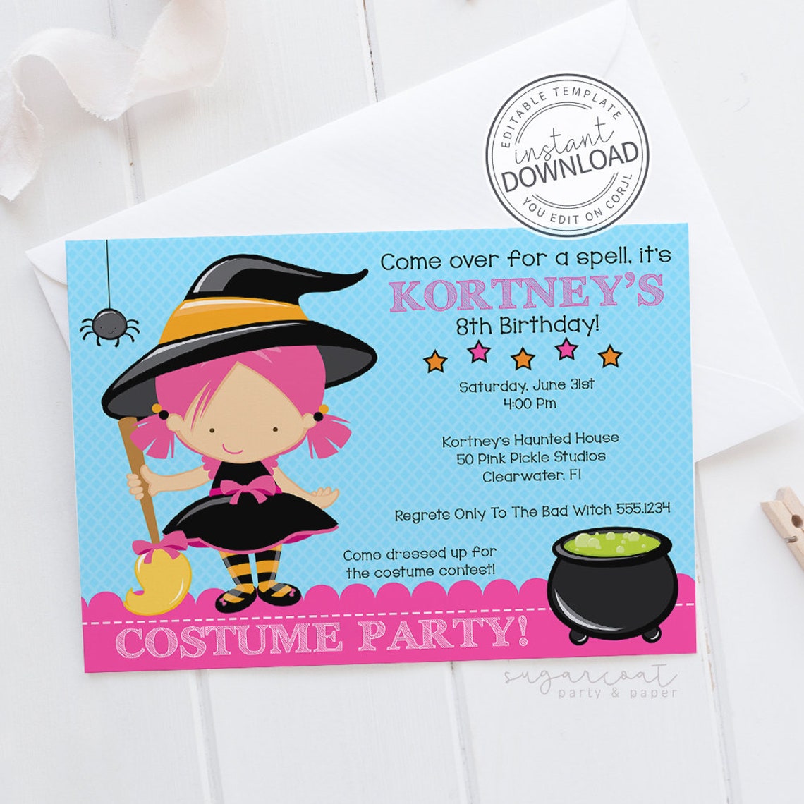 Witch Invitation, Halloween Invitation, Witch Party, Witch Birthday ...