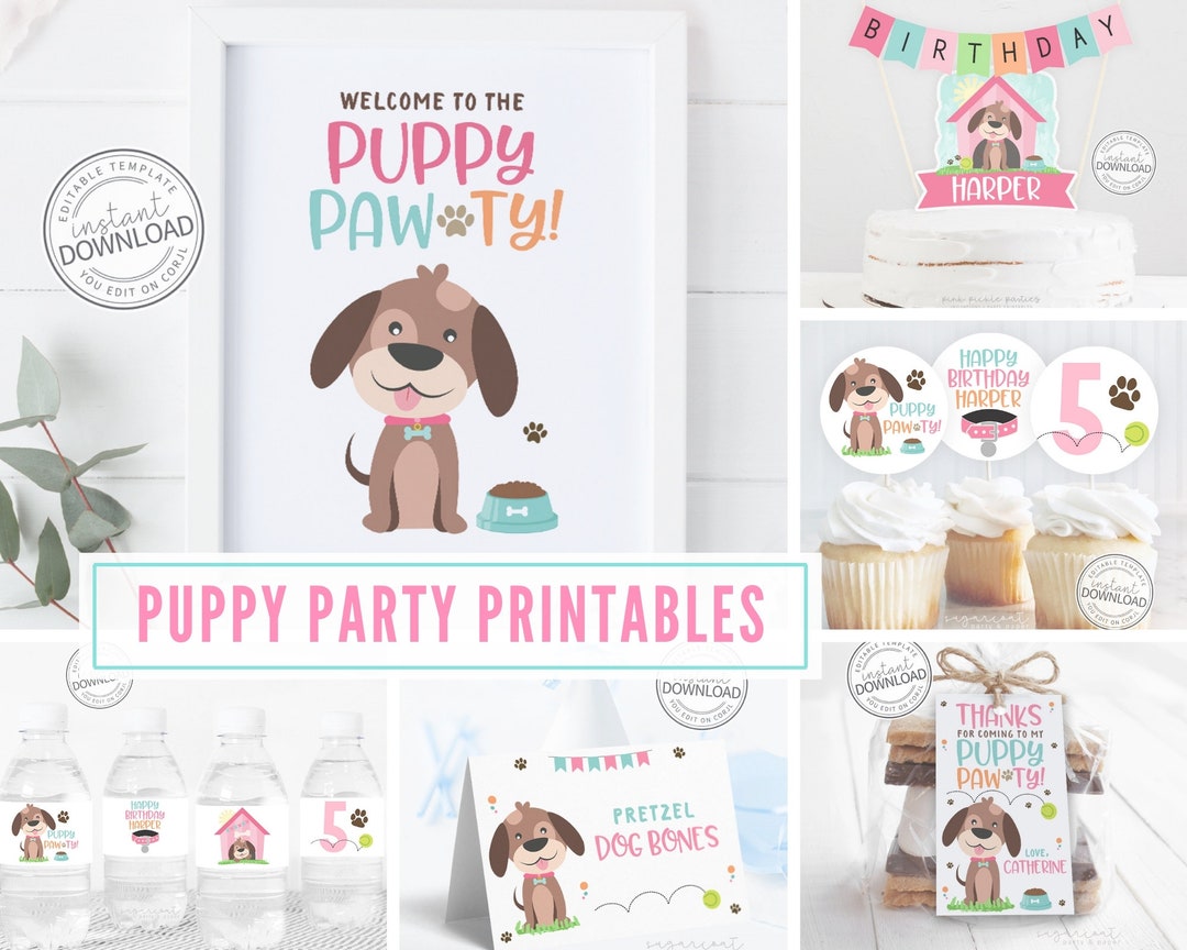 Editable Puppy Birthday Party Printable Package, Puppy Adoption Party ...