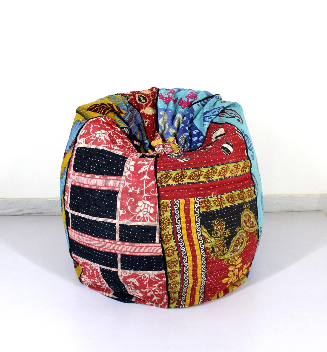 Handmade Quilted Cotton Floral Bohemian Bean Bag Chair Home - Etsy