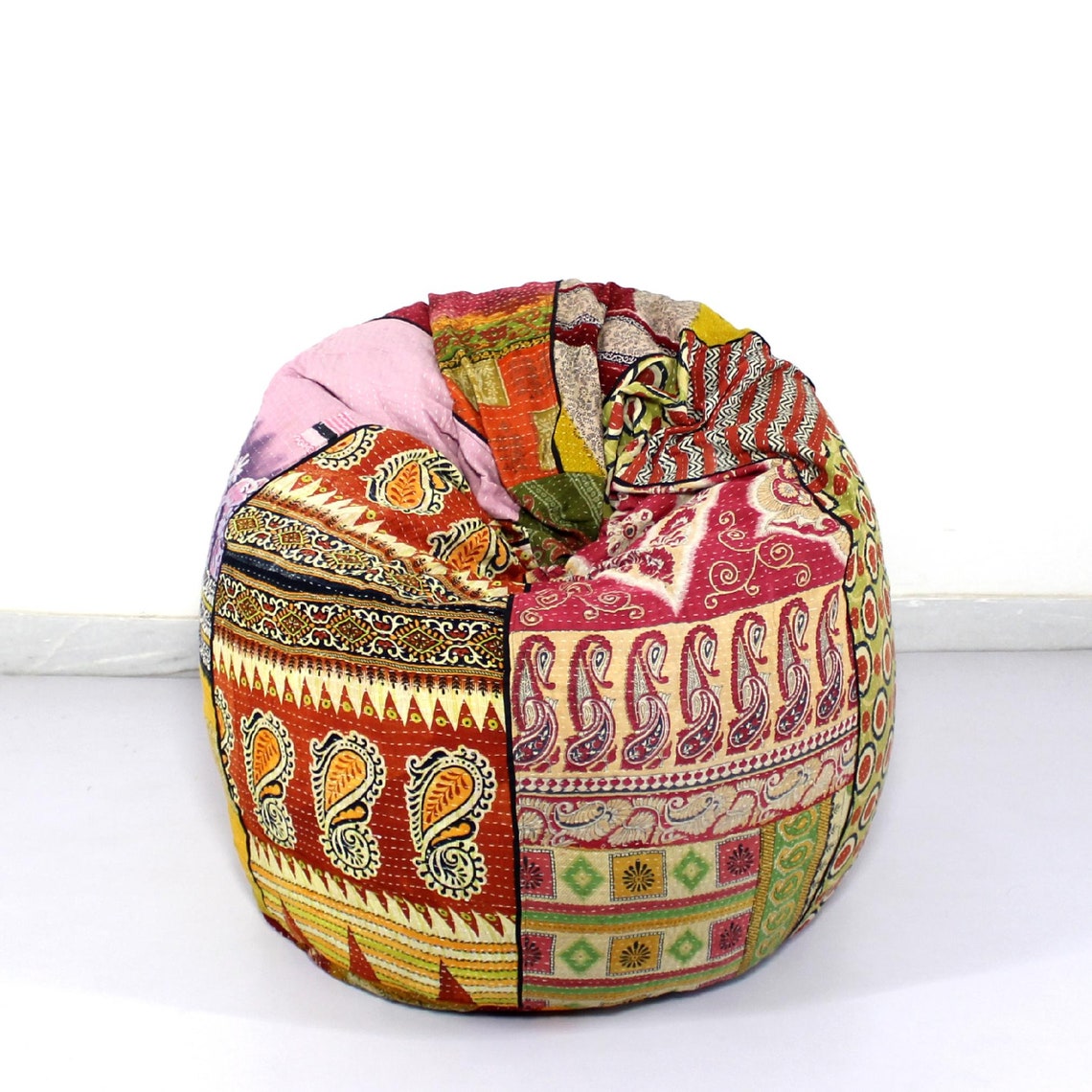 Handmade Quilted Cotton Floral Bohemian Bean Bag Chair Home - Etsy