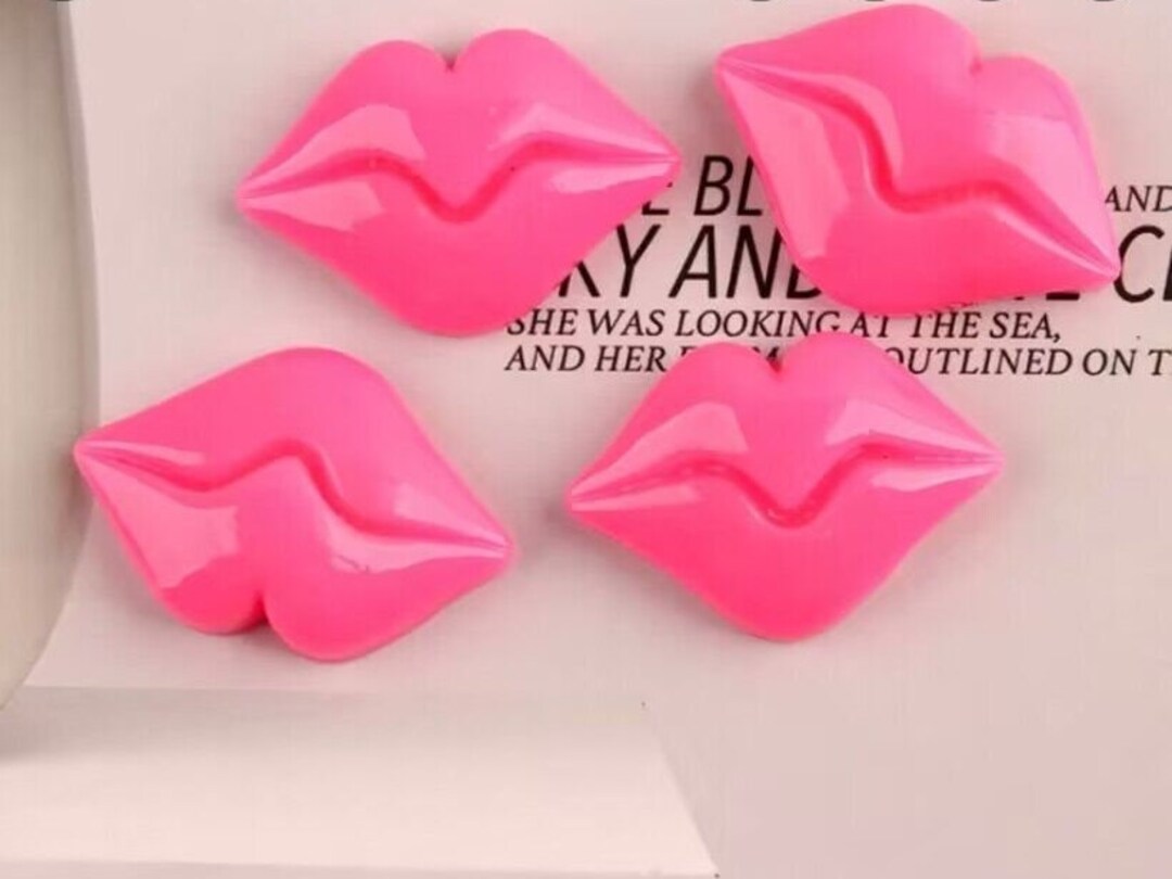 Resin Lips10 Pcs Hot Pink Resin Lips Cabochons Cameo Base Setting - Etsy
