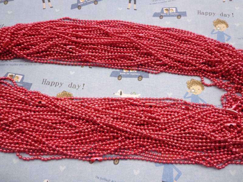 20 Pcs 27 Inch 2.4mm Watermelon Red Ball Necklace Chain With Matching ...